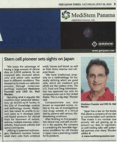 Stem cell pioneer sets sights on Japan – Japan Times features Neil ...